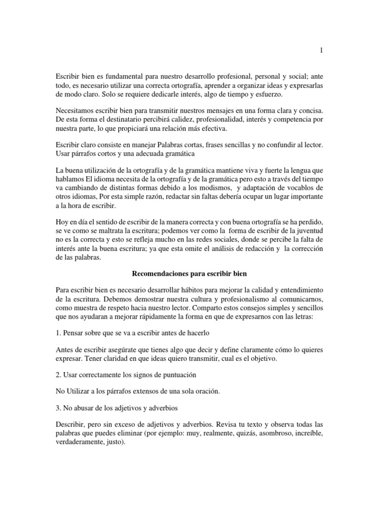 Como Escribir Correctamente | PDF | Palabra | Escritura