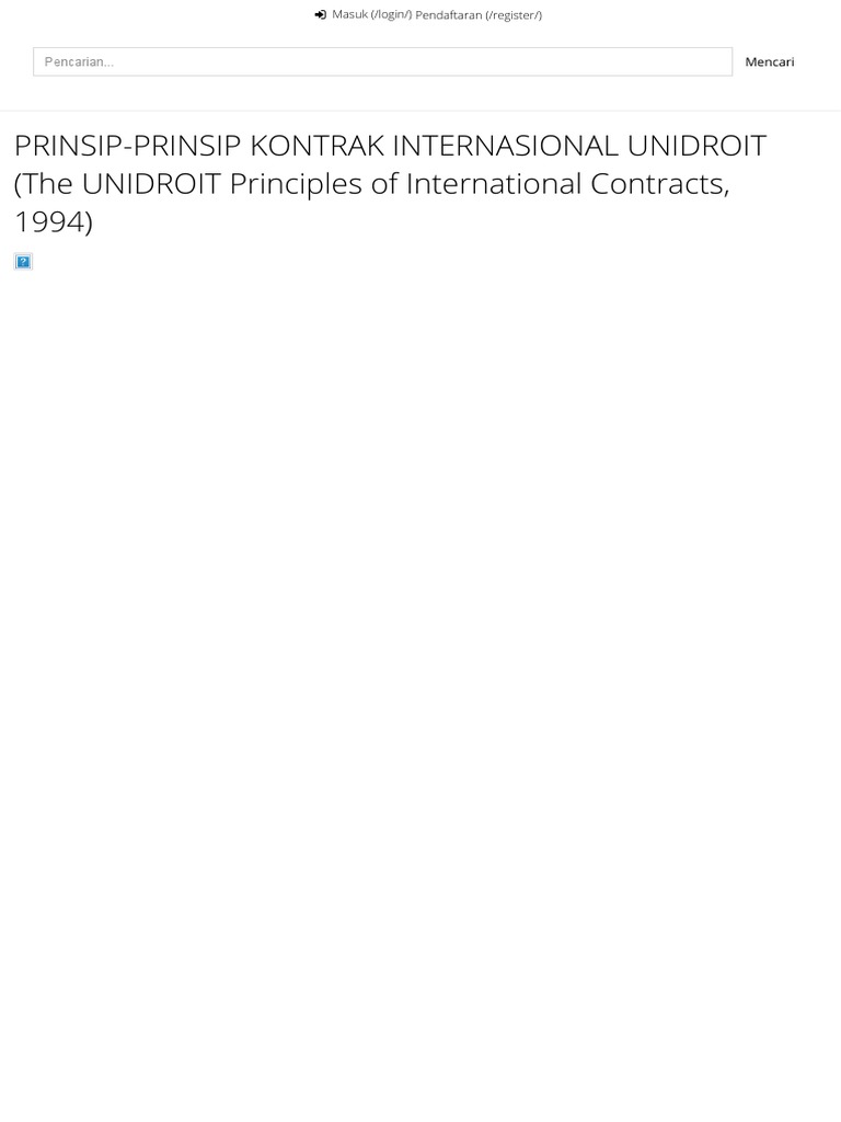 PRINSIP-PRINSIP KONTRAK INTERNASIONAL UNIDROIT (The UNIDROIT Principles ...