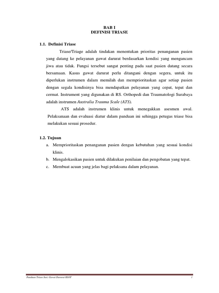 Panduan TRIAGE Di IGD RSOT Print | PDF