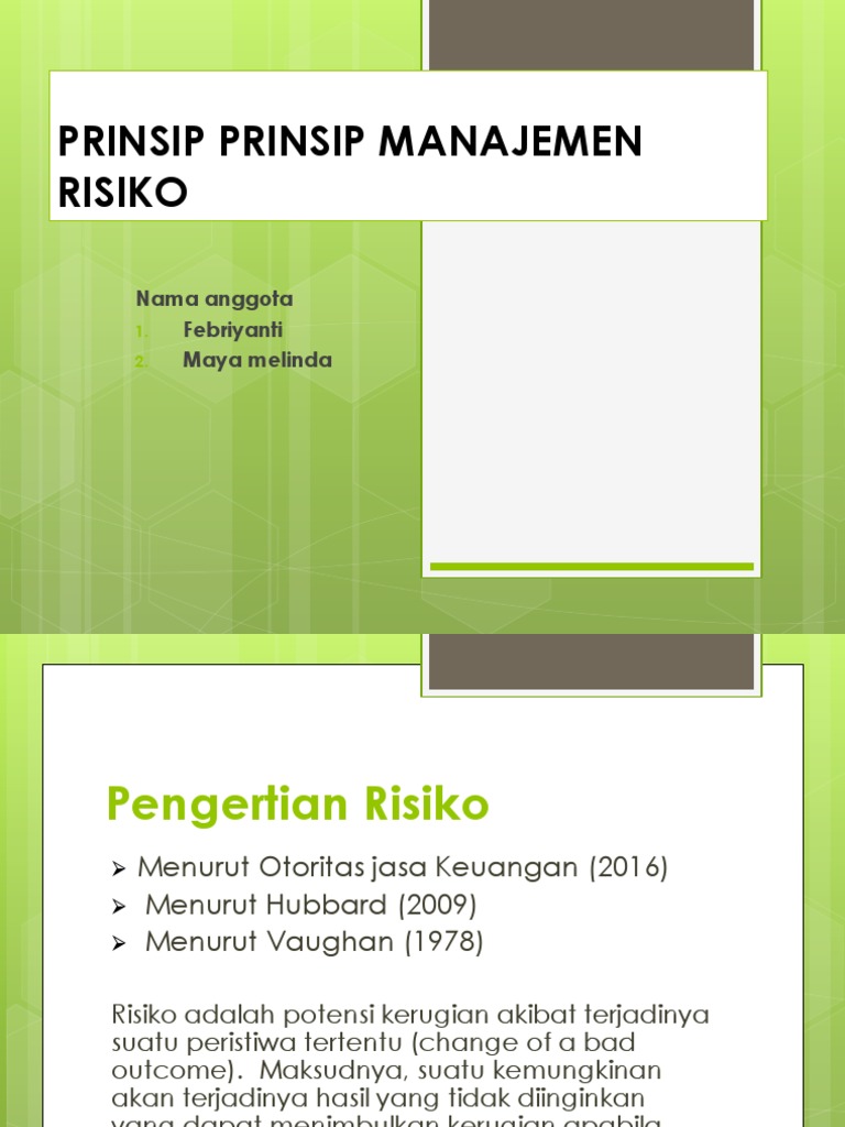 Prinsip Prinsip Manajemen Risiko | PDF