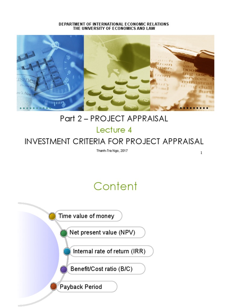 Investment Criteria for Project Appraisal | PDF | Net Present Value ...