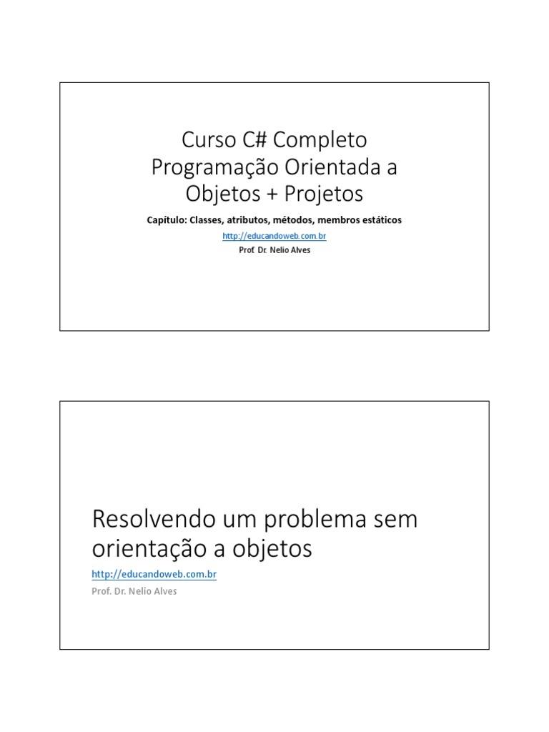 04 Classes Atributos Metodos Static | PDF | Dados | Classe (programação ... 04 Classes Atributos Metodos Static | PDF | Dados | Classe (programação ...