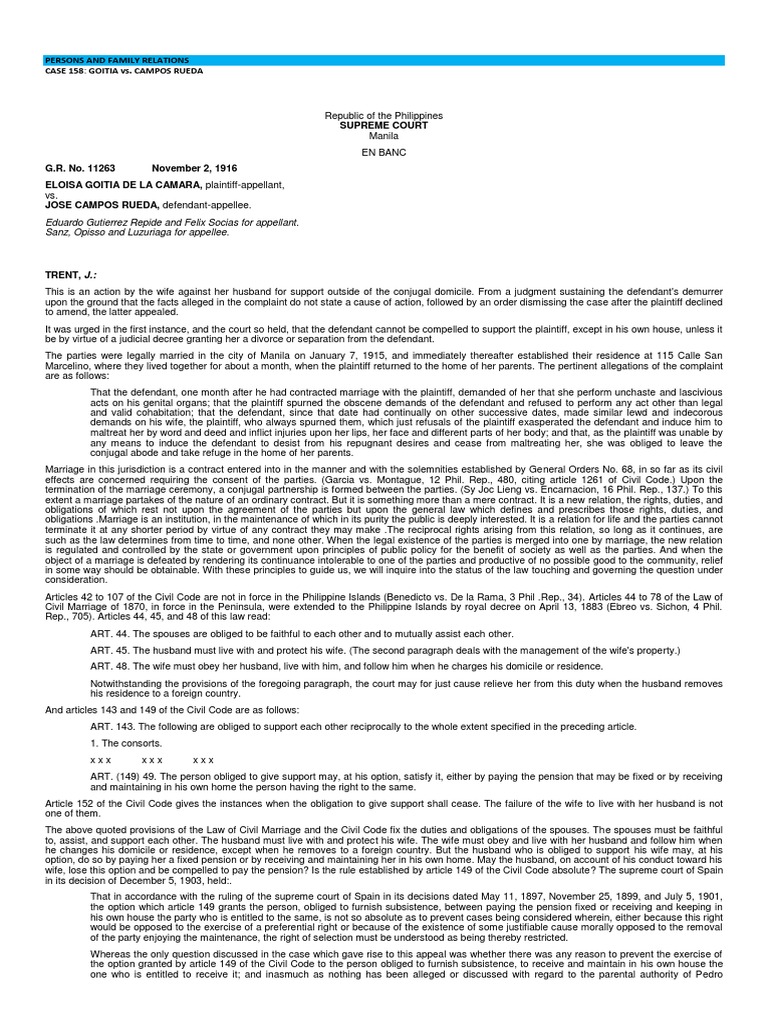 GOITIA vs. CAMPOS RUEDA | PDF | Husband | Marriage