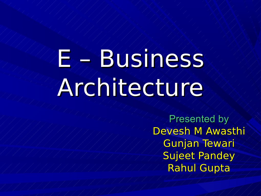 E - Business Architecture | Download Free PDF | Electronic Business ...