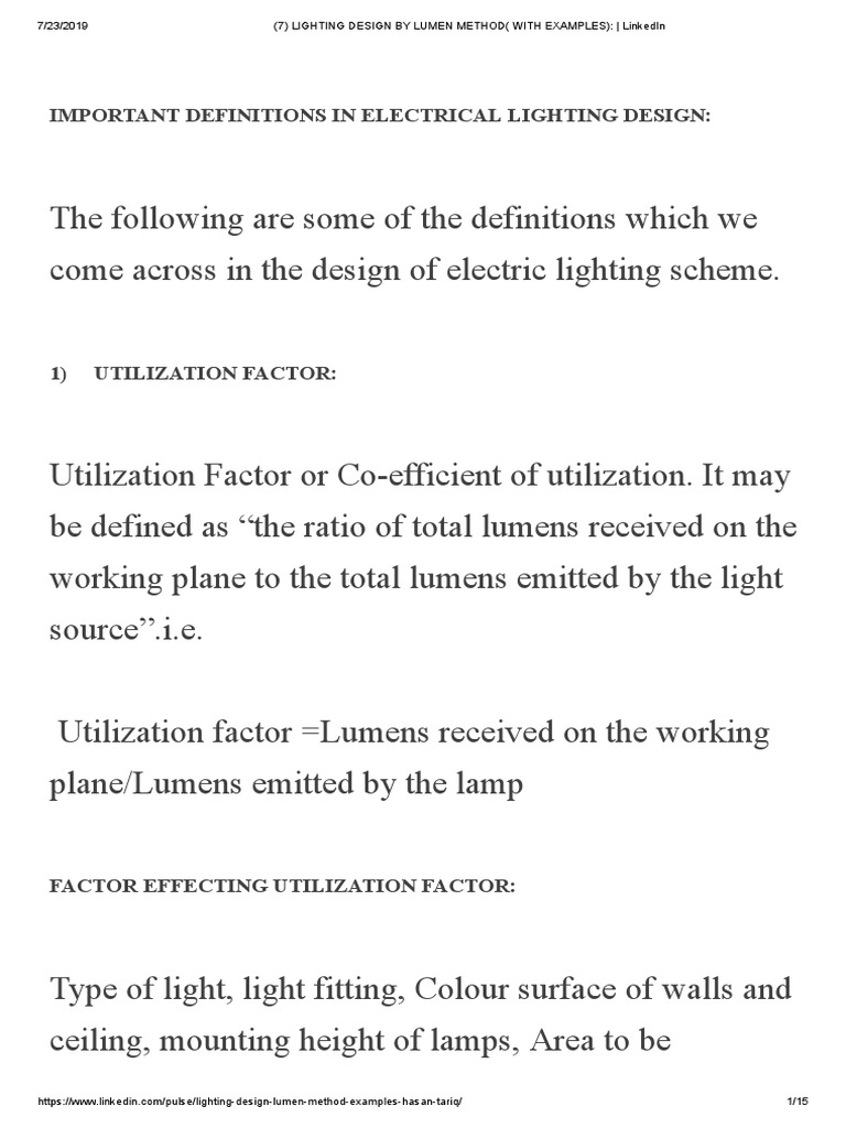 Lighting Design Lumen Method Guide | PDF | Lighting | Architectural ...