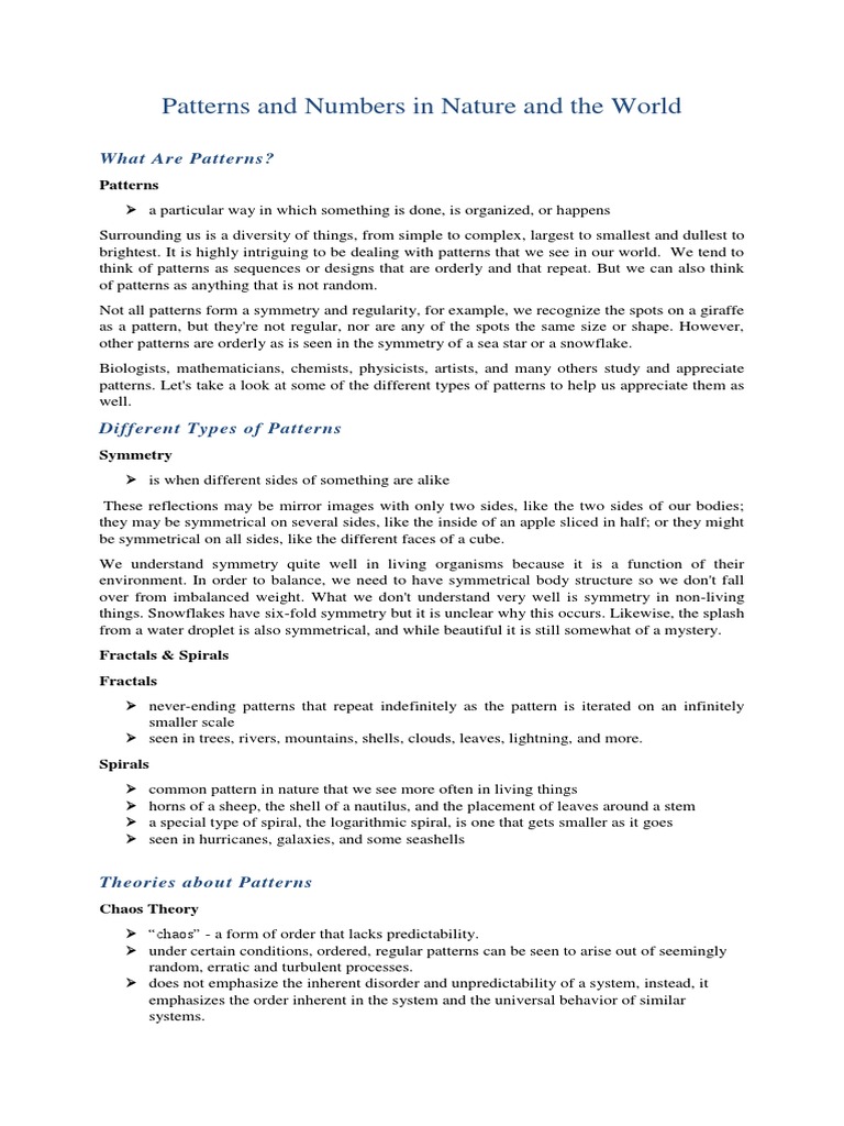 Patterns and Numbers in Nature and The World | PDF | Pattern | Ratio