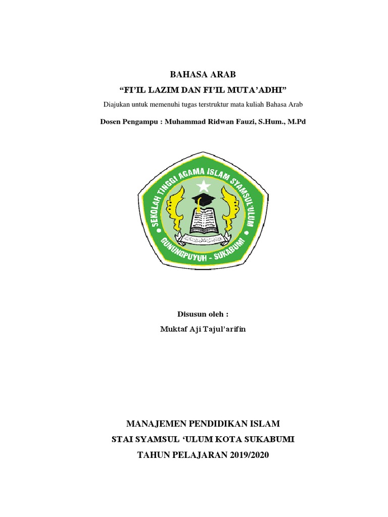 Bahasa Arab Fiil Lazim Dan Fiil Mutaadhi | PDF