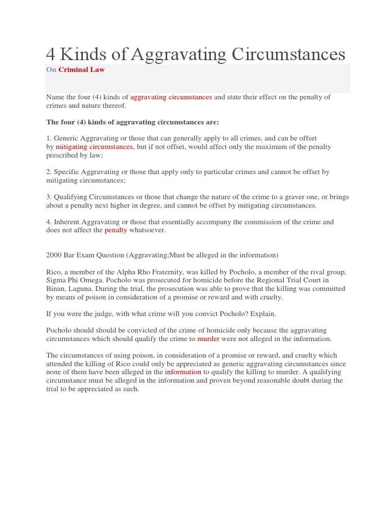 Four Kinds of Aggravating Circumstances and Their Effects on Criminal ...