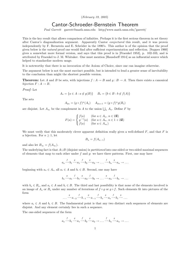 Cantor Schroeder Bernstein | Mathematical Proof | Theorem