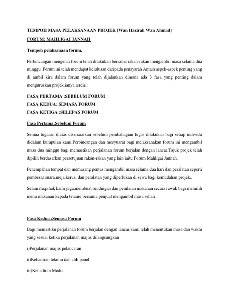 Tempoh Masa Pelaksanaan Projek | PDF