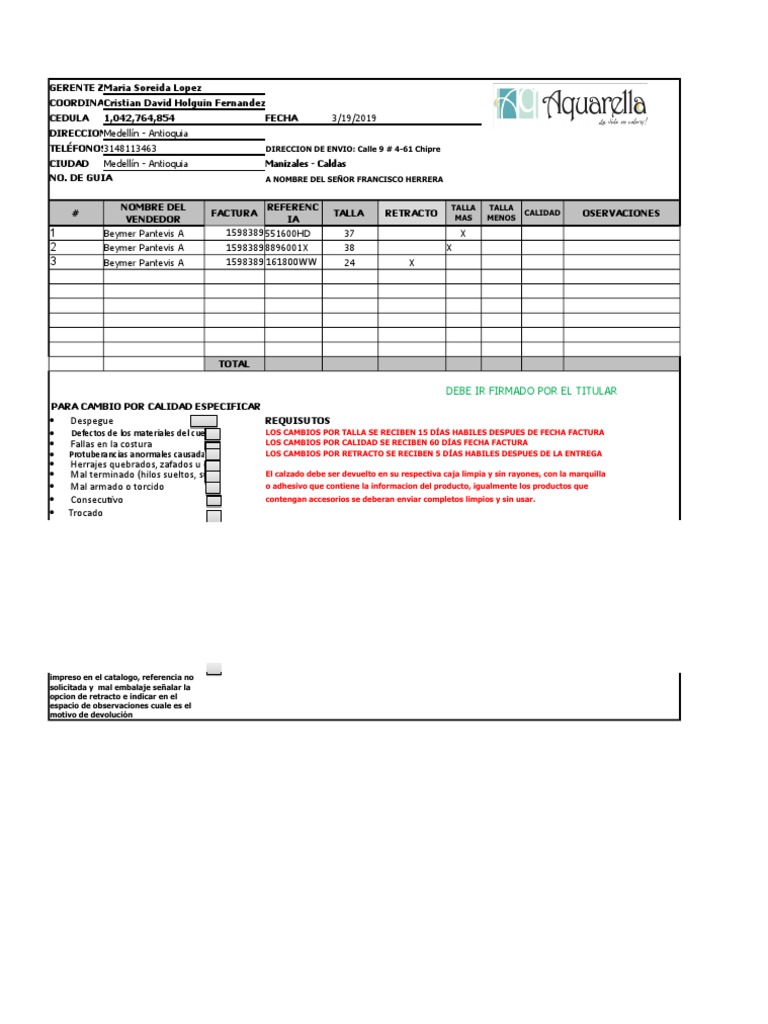 Formato de Devoluciones | PDF