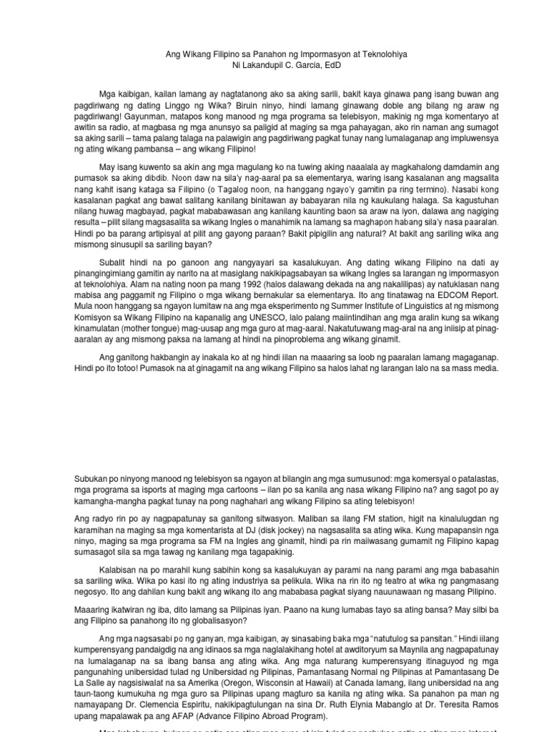Wikang Filipino | PDF