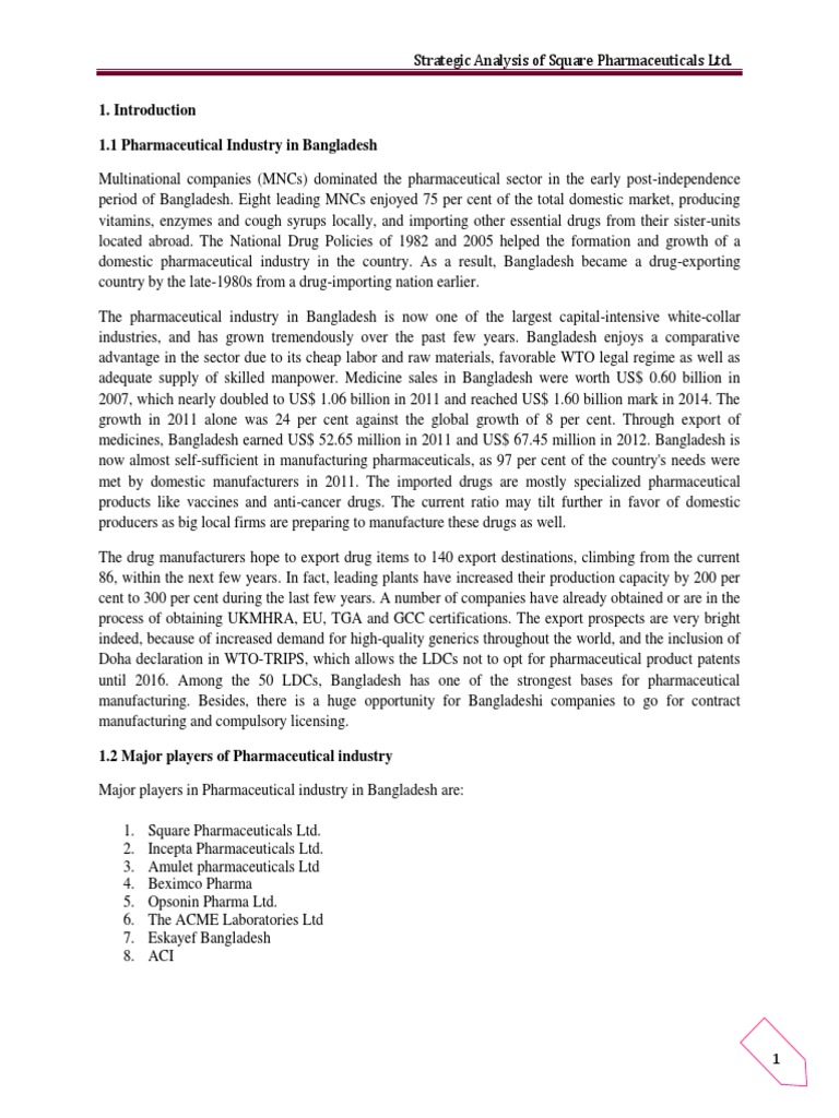 Square Pharma Report | PDF | Strategic Management | Pharmaceutical Industry
