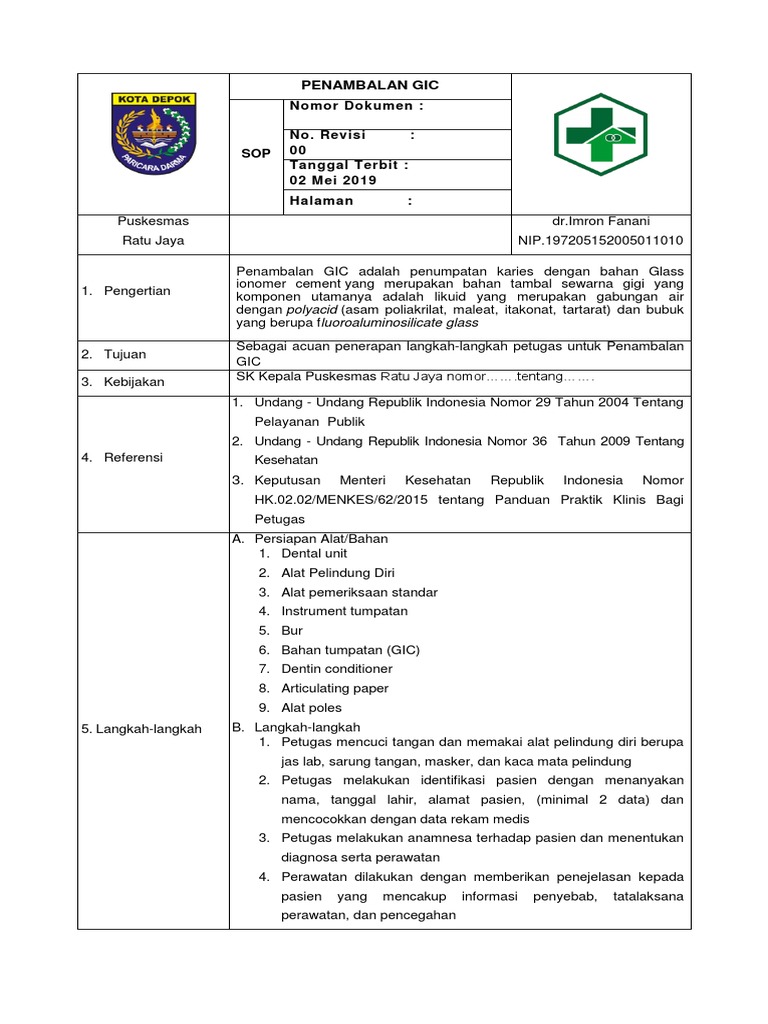 Penambalan Gic | PDF