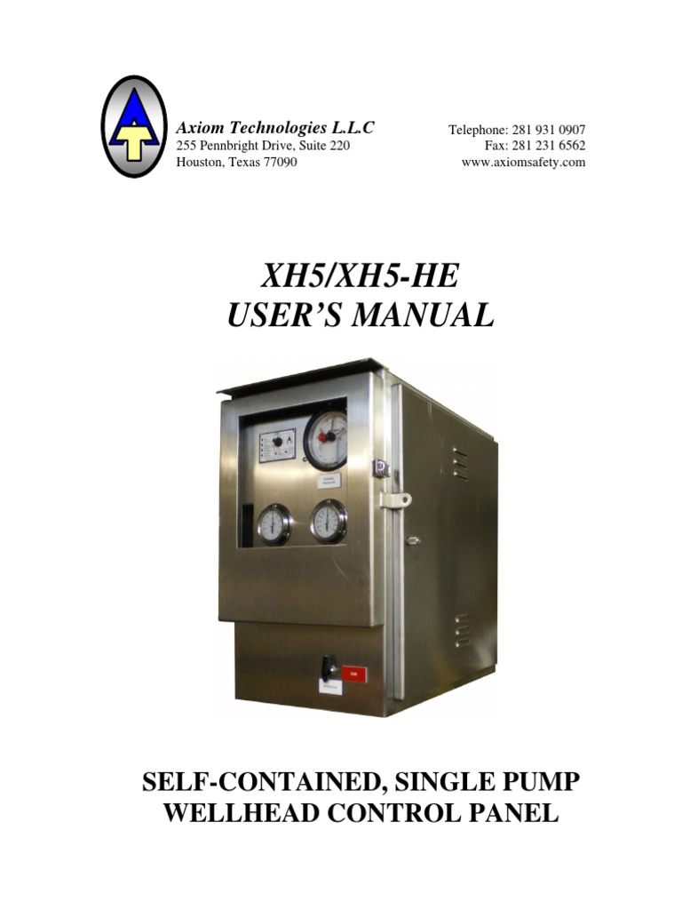 XH5 Hydraulic Wellhead Control Panel Manual 2018a | PDF | Valve | Switch