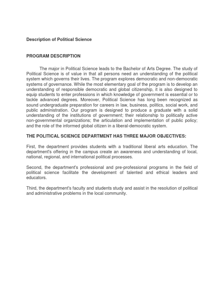 Description of Political Science | PDF | Political Science | Science