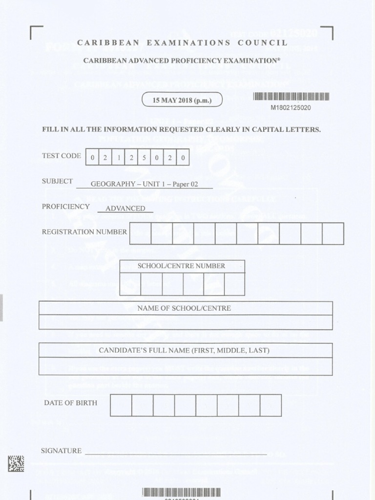 Geo Unit 1 CAPE 2018 pp2 PDF | PDF
