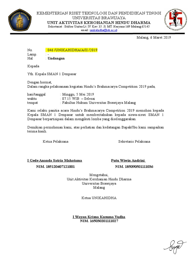 Surat Undangan Kegiatan | PDF