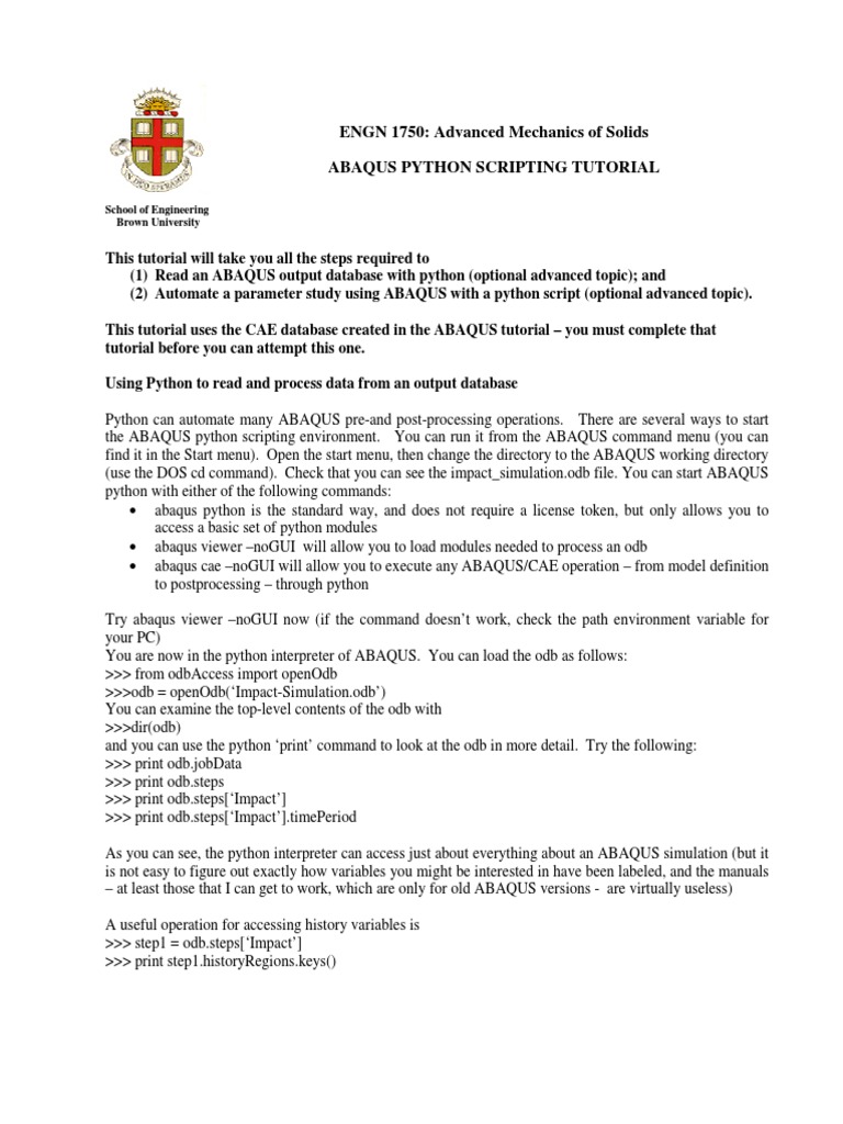 ABAQUS Python Tutorial | PDF | Python (Programming Language) | Computer ...