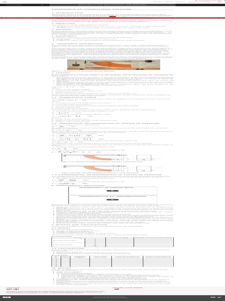 Hydrostatic Pressure Experiment Guide Pdf Pressure Cartesian