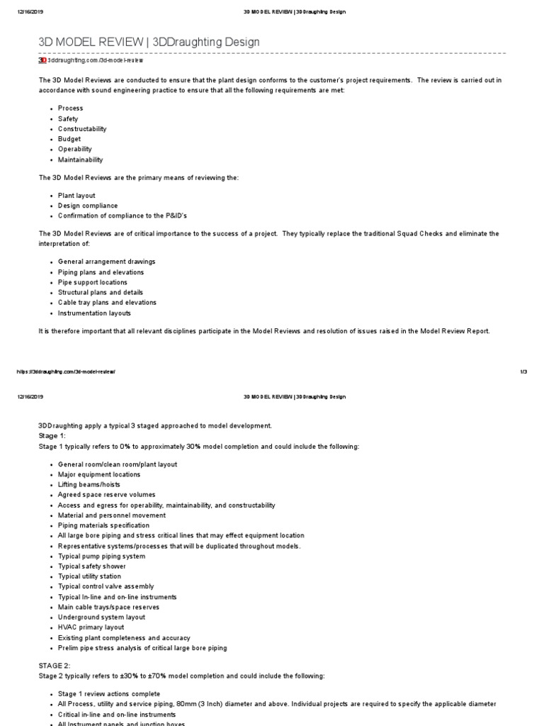 3D Model Review | PDF | Pipe (Fluid Conveyance) | 3 D Modeling