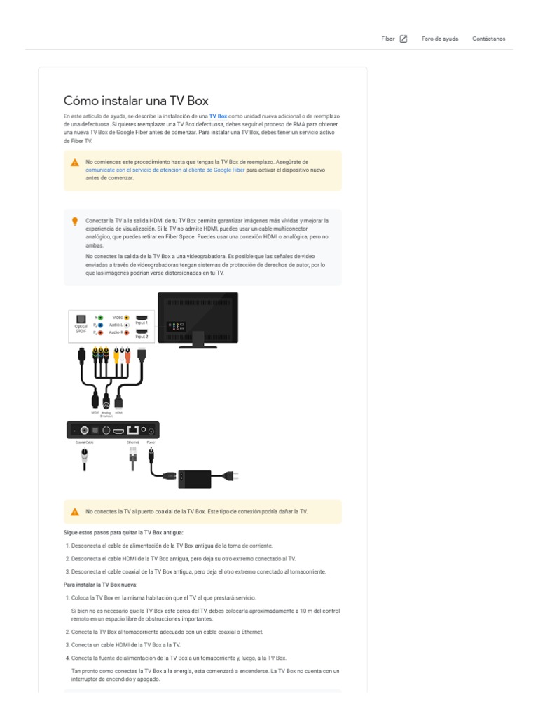 Cómo Instalar Una TV Box - Ayuda de Fiber | PDF | Hdmi | Control remoto