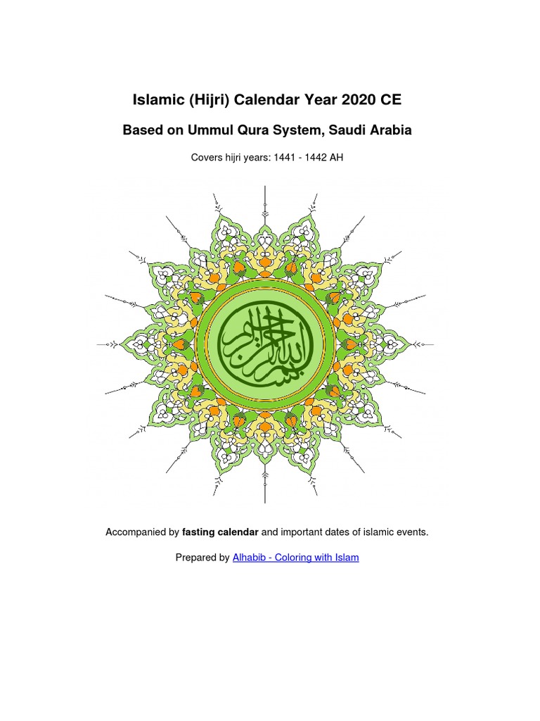 2020 Islamic Calendar (Hijri 1441-1442) | PDF | Religious Behaviour And ...
