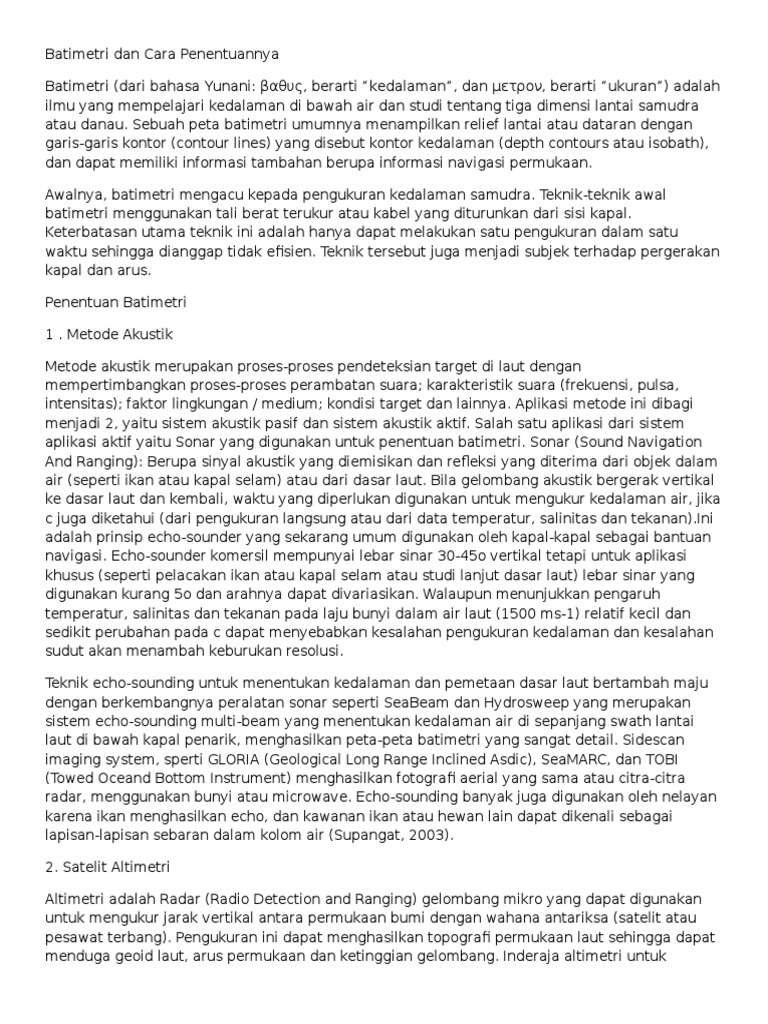 Batimetri Dan Cara Penentuannya | PDF | Sains & Matematika