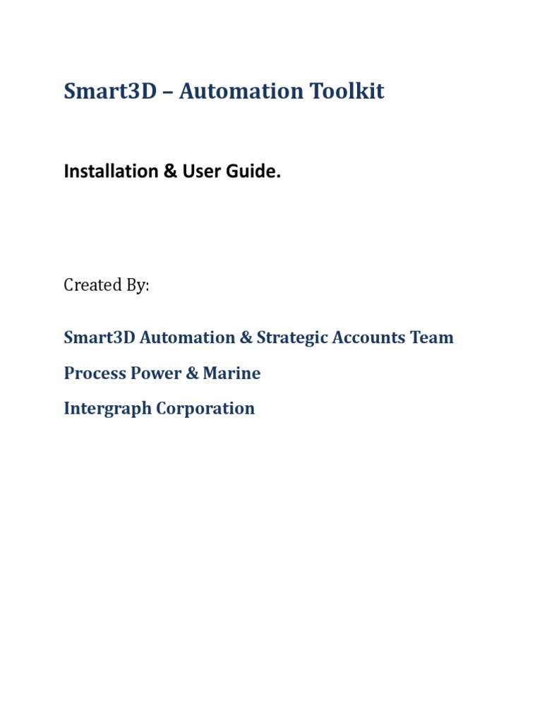 Smart3D Automation Toolkit Guide | PDF | Keyboard Shortcut | System ...