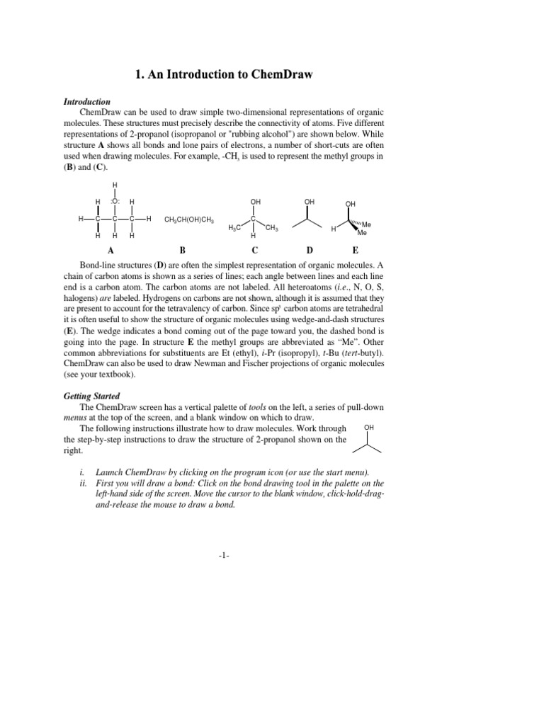ChemDraw Guide for 2-Propanol | PDF | Chemical Bond | Molecules