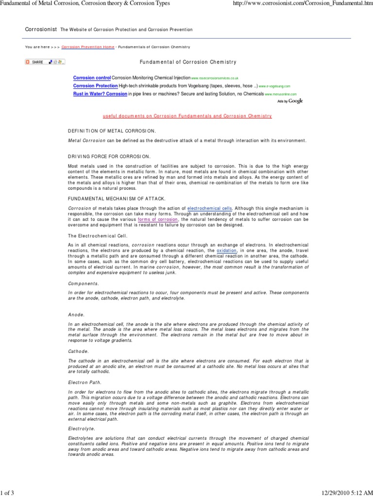 Fundamental of Metal Corrosion, Corrosion Theory & Corrosion Types ...