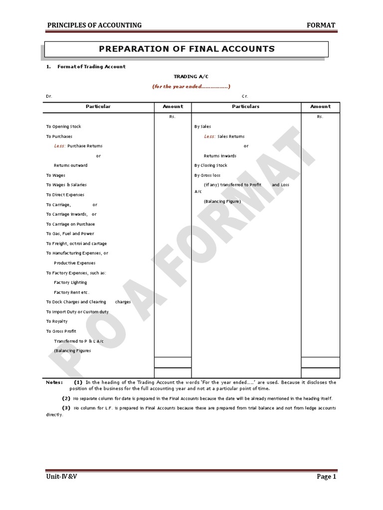 Poa Format | PDF | Balance Sheet | Deferral