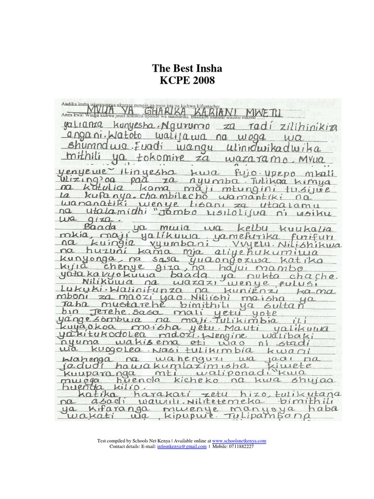 The Best Insha Kcpe 2008 | PDF