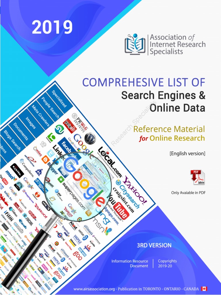 List of Search Engines and Online Data - 2019 | PDF | Web Search Engine ...