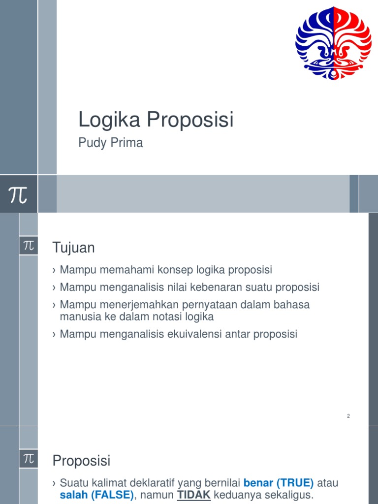 (Kelas E) 01 Logika Proposisi PDF | PDF