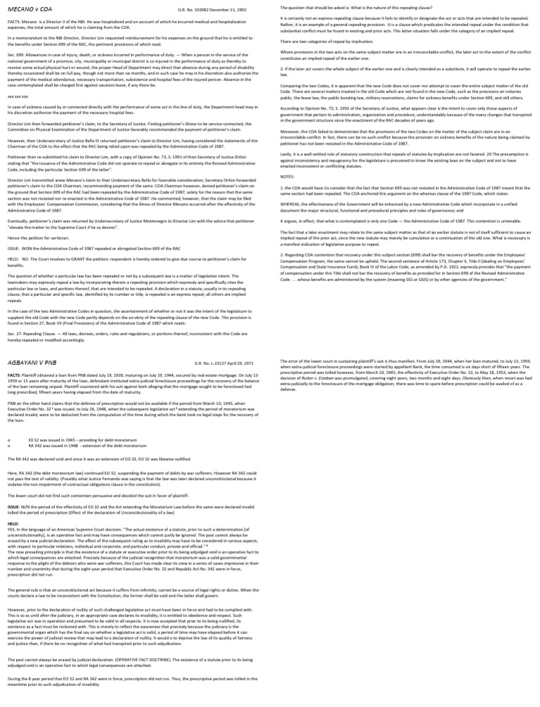 Statcon Chapter 8 Digests | PDF | Repeal | Constitutionality