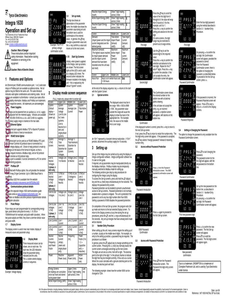 Integra 1630 Digital Meter Manual | PDF | Root Mean Square | Electrical ...