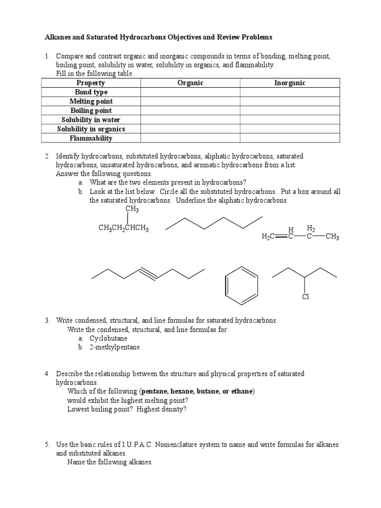 Question Alkane and Cycloalkane | PDF | Alkane | Hydrocarbons