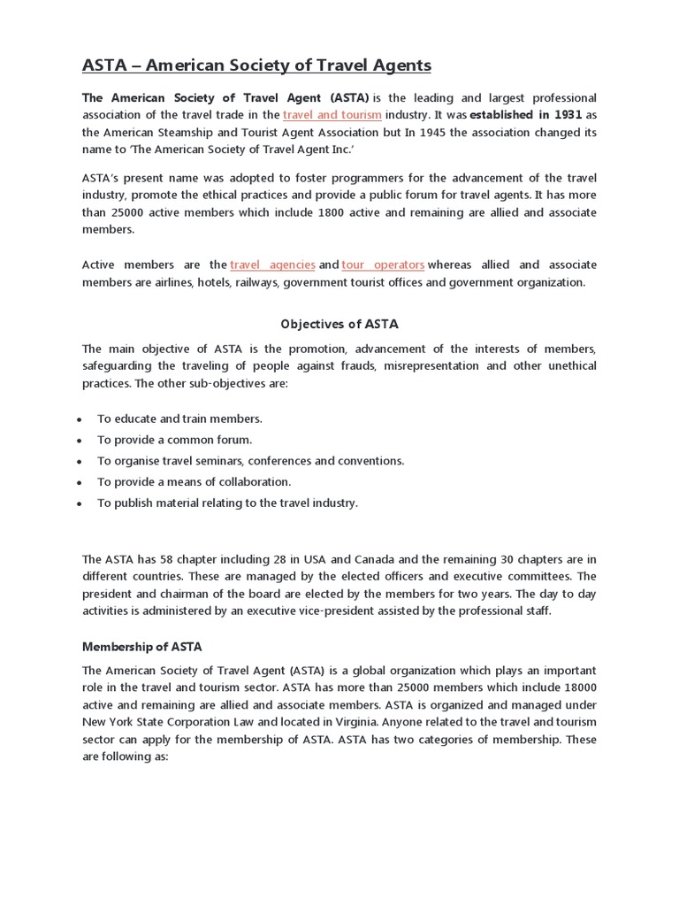 Asta | PDF | Travel Agency | Tourism