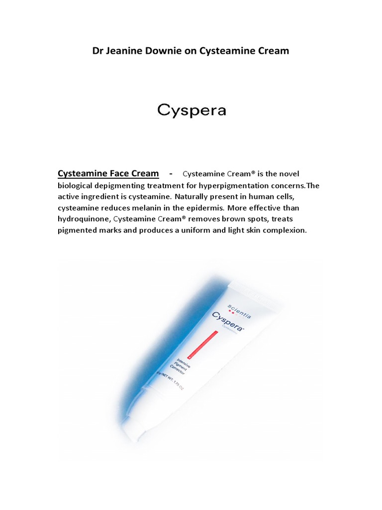 Cysteamine Face Cream | PDF | Human Skin Color | Skin