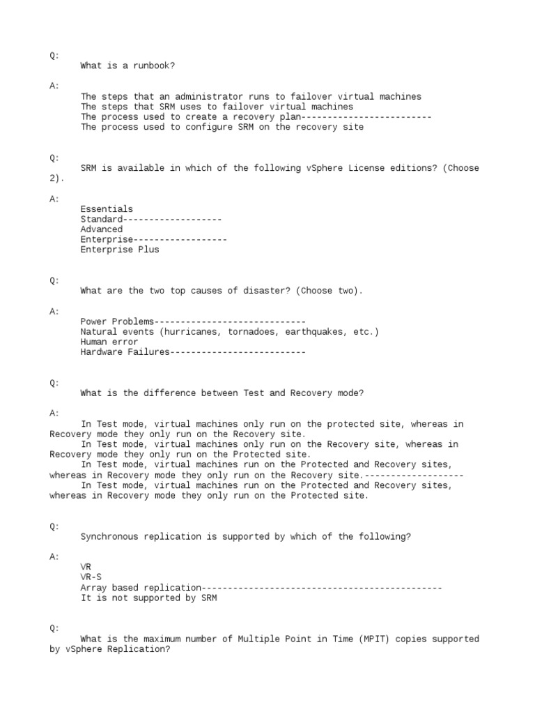 SRM Test | PDF | Replication (Computing) | Disaster Recovery