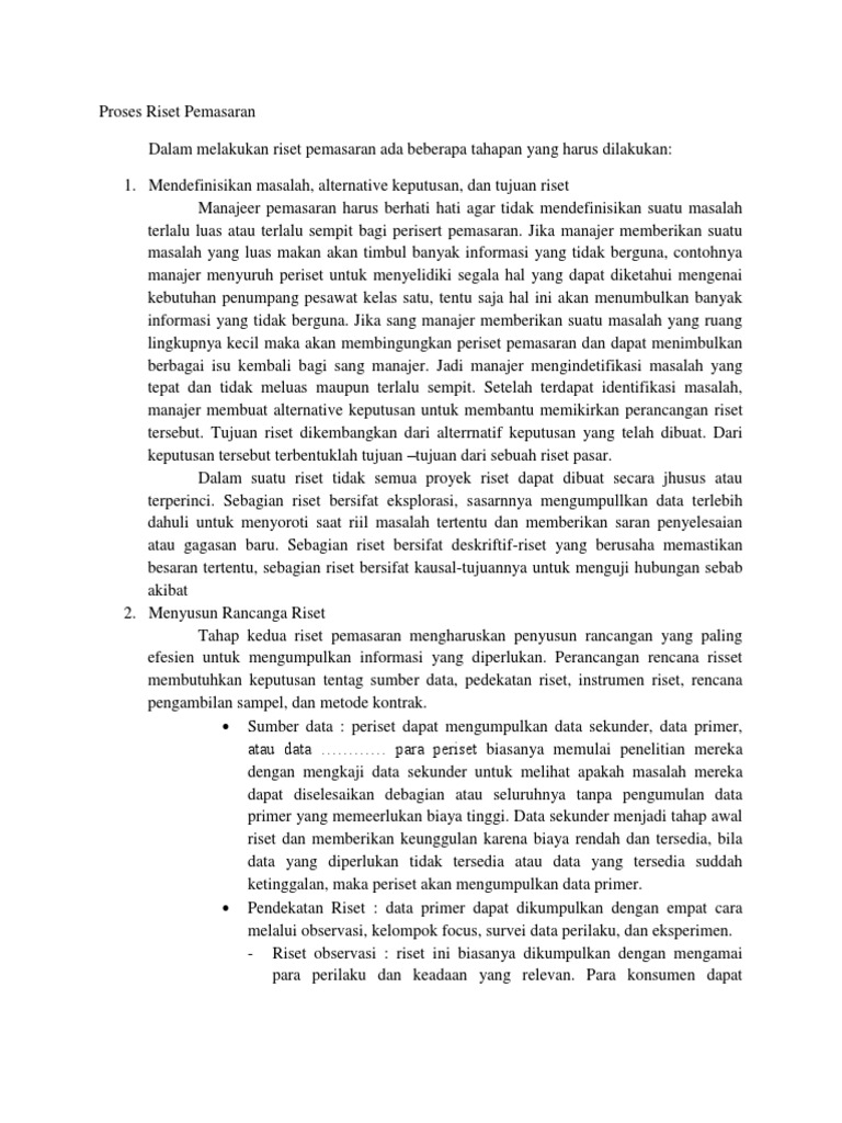 Proses Riset Pemasaran | PDF