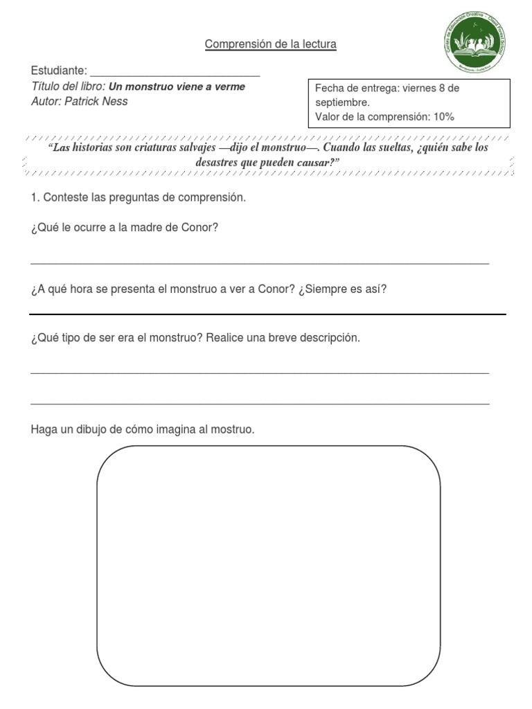 Comprension de Un Monstruo Viene A Verme | PDF