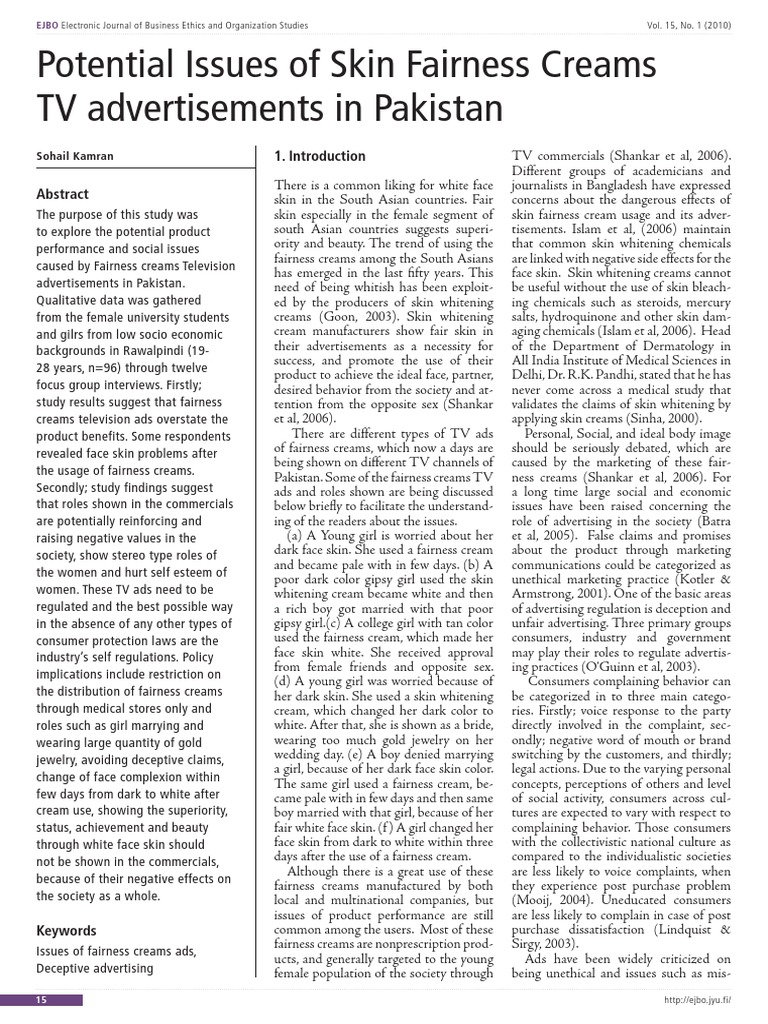 Fairness Cream Ads: Ethical Concerns | PDF | Focus Group | Advertising