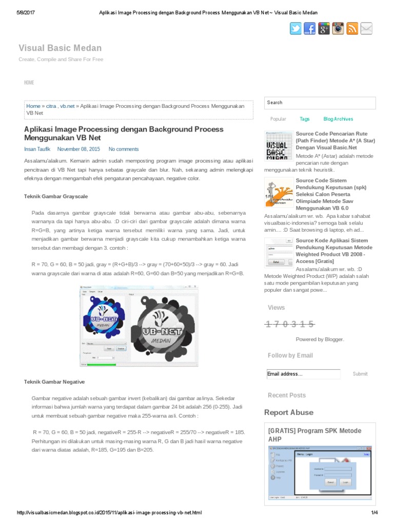 Aplikasi Image Processing Dengan Background Process Menggunakan VB Net - Visual Basic Medan | PDF