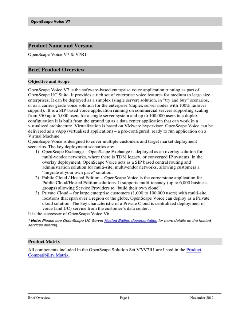 OpenScape Voice V7 Features Overview | PDF | Session Initiation ...