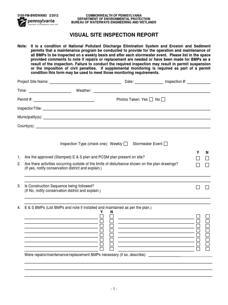 Stormwater Visual Inspection Report | PDF | Stormwater | Wetland