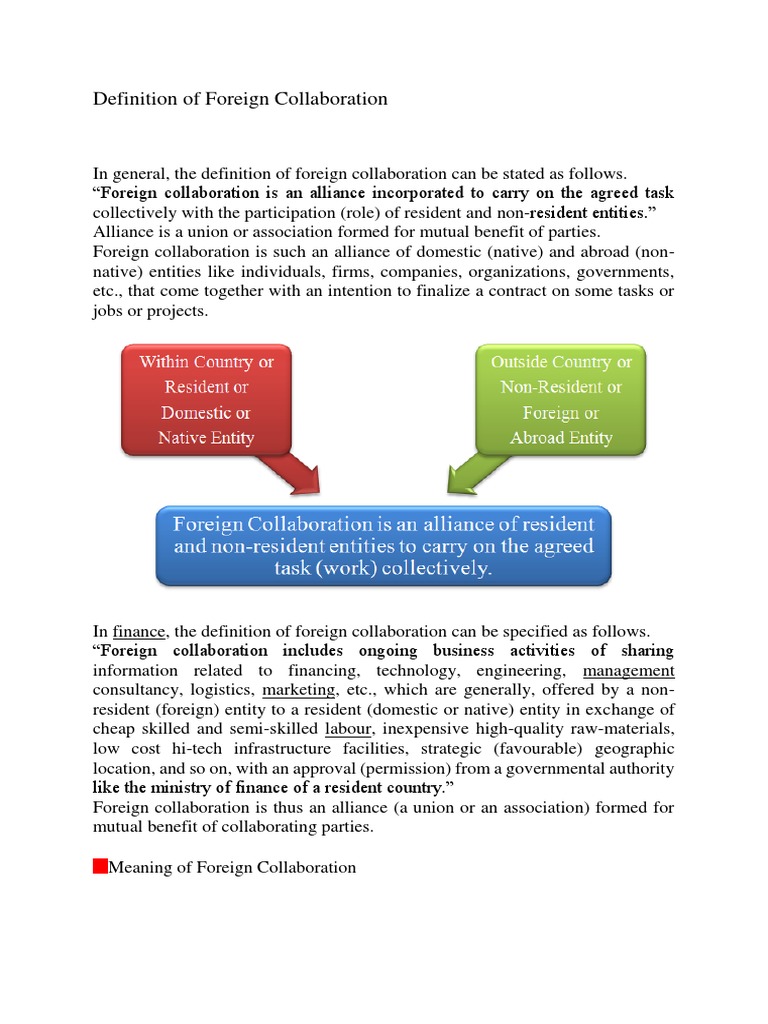 Foreign Collaboration Types Explained | PDF | Consultant | Credit