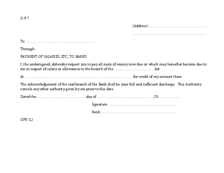 GP7 Salary Payment Authorization Form | PDF