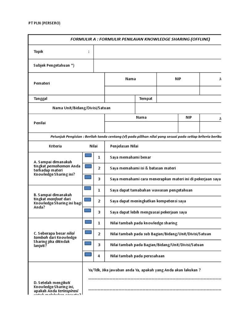 A. Contoh Form Knowledge Sharing - Offline | PDF
